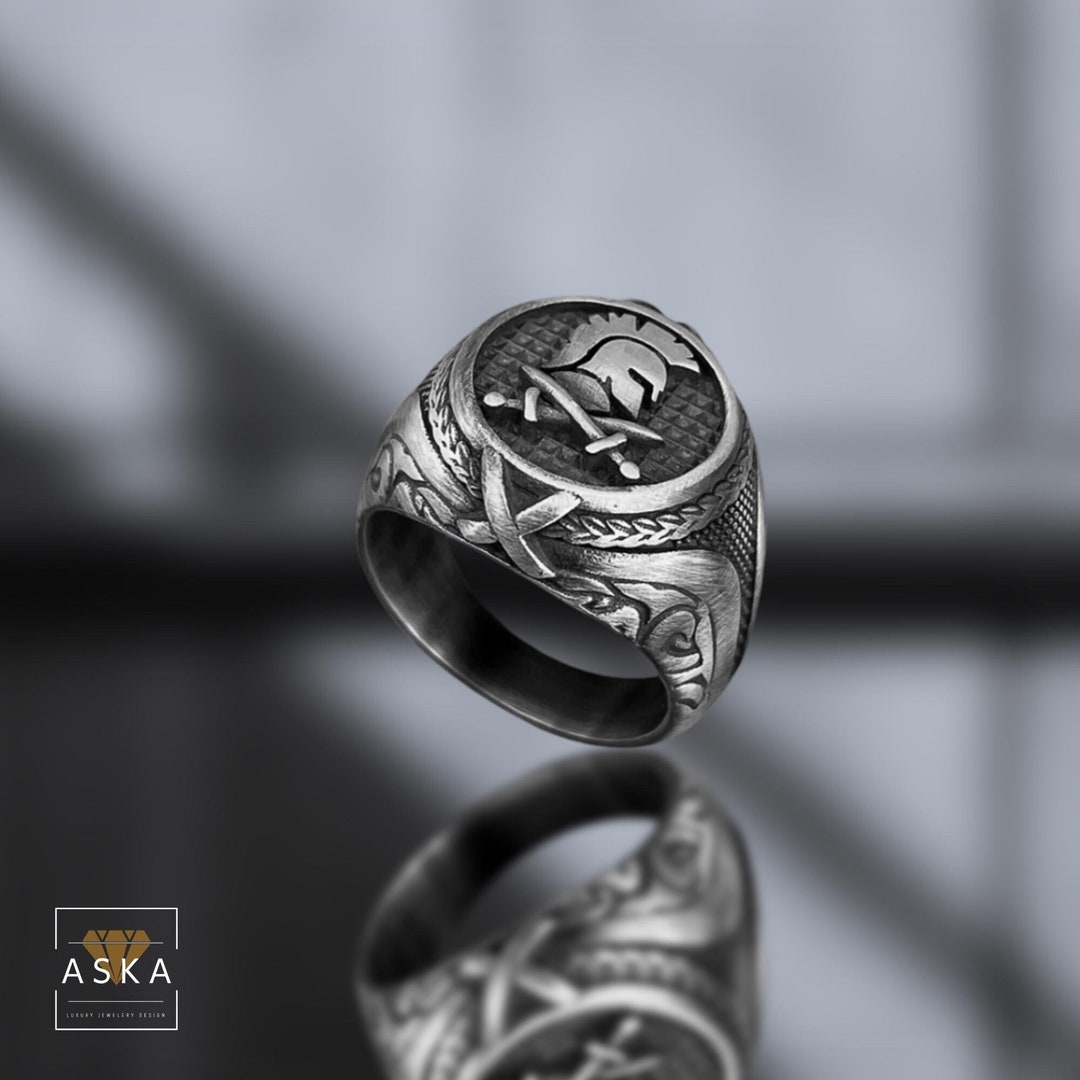 Men 300 Spartan Army Handmade 925 Sterling Silver Ring, Spartan ...
