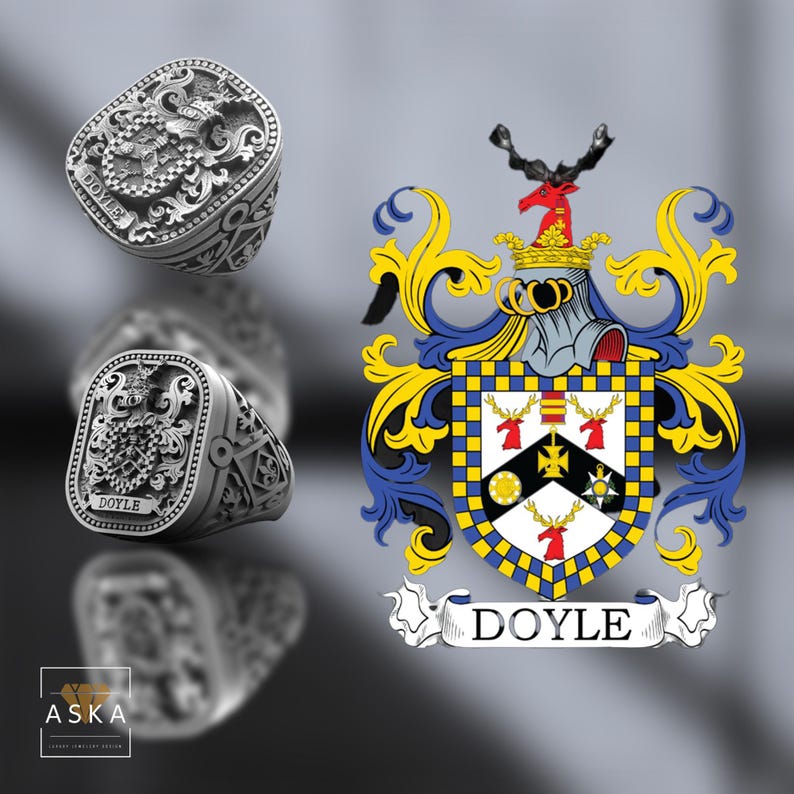 Custom Sterling Silver Family Crest Signet Ring for Men - Etsy
