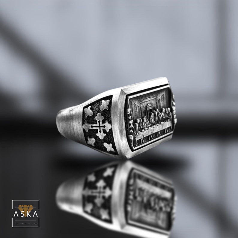 Last Supper Signet Ring: Handmade Sterling Silver Christian Gift - Etsy