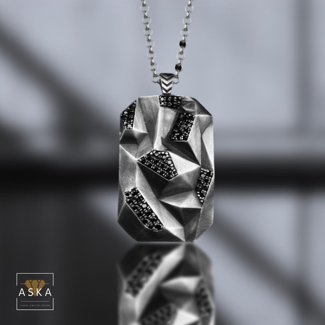 Customizable Oval and Square Dog Tag Necklace for Men, Handmade ...