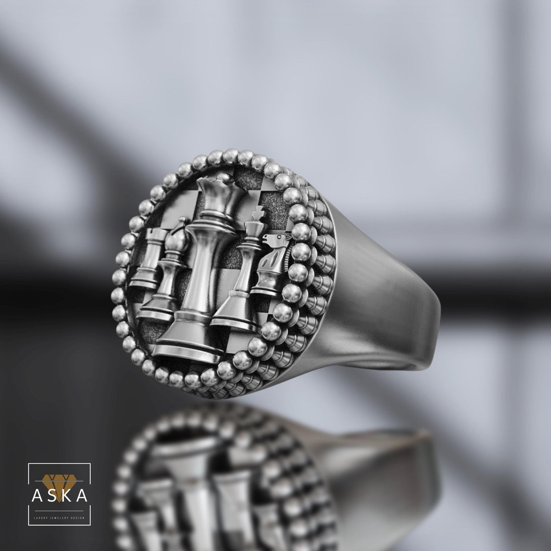 Chess Signet Ring, Sterling Silver Chess Ring, Chess Jewelry, King ...