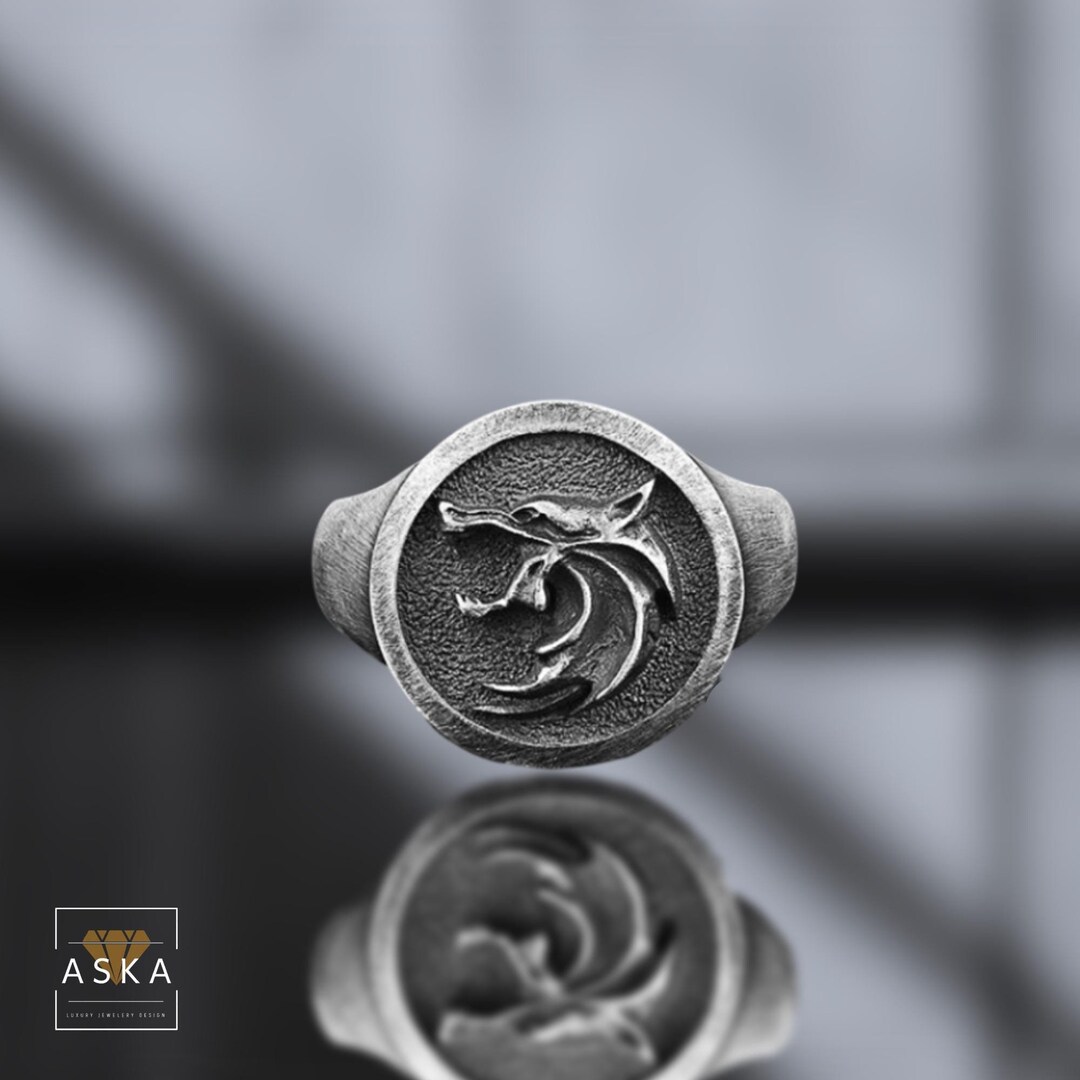925 Sterling Silver Witcher Wolf Ring for Men, Silver Wolf Ring for Men ...