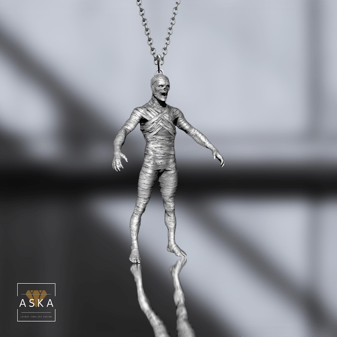 Oxidized Sterling Silver Mummy Pendant: Gothic Horror Necklace - Etsy