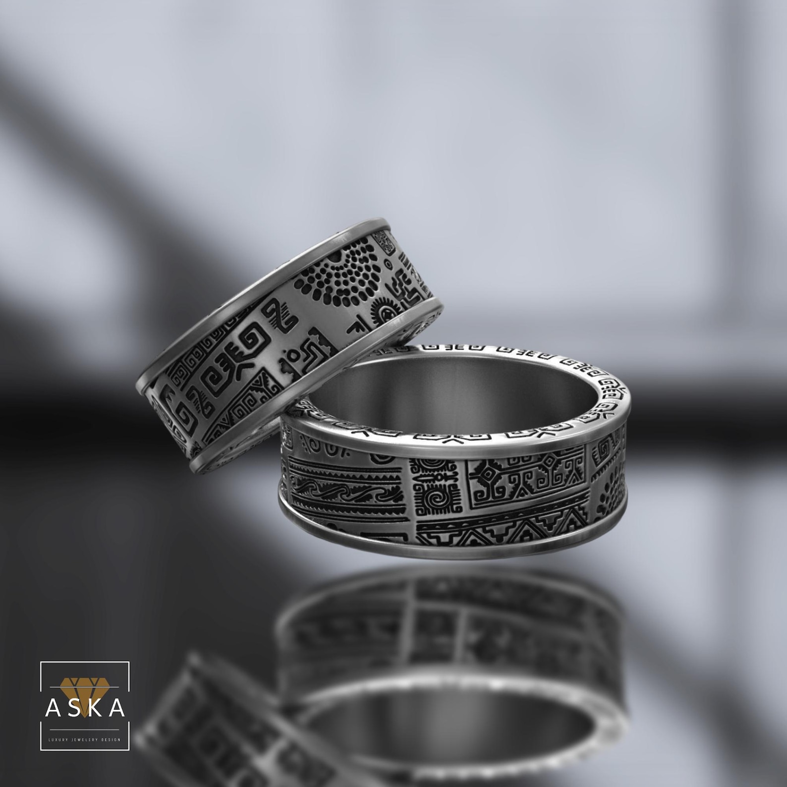 Sterling Silver Maori Amulet Ring: Engraved Tribal Wedding Band - Etsy