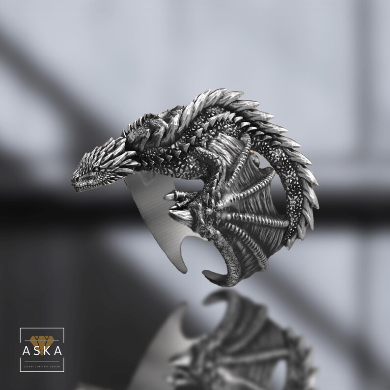 Winged Dragon Wrap Ring: Handmade 925 Sterling Silver Gothic Jewelry - Etsy