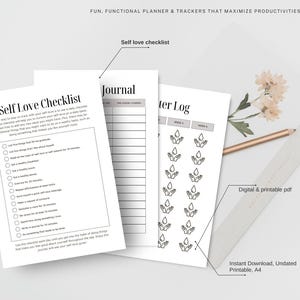 Self Love Planner Journal, Daily Planner Notebook, Self Care Tracker ...