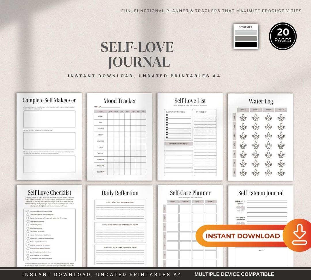 Self Love Planner Journal, Daily Planner Notebook, Self Care Tracker ...