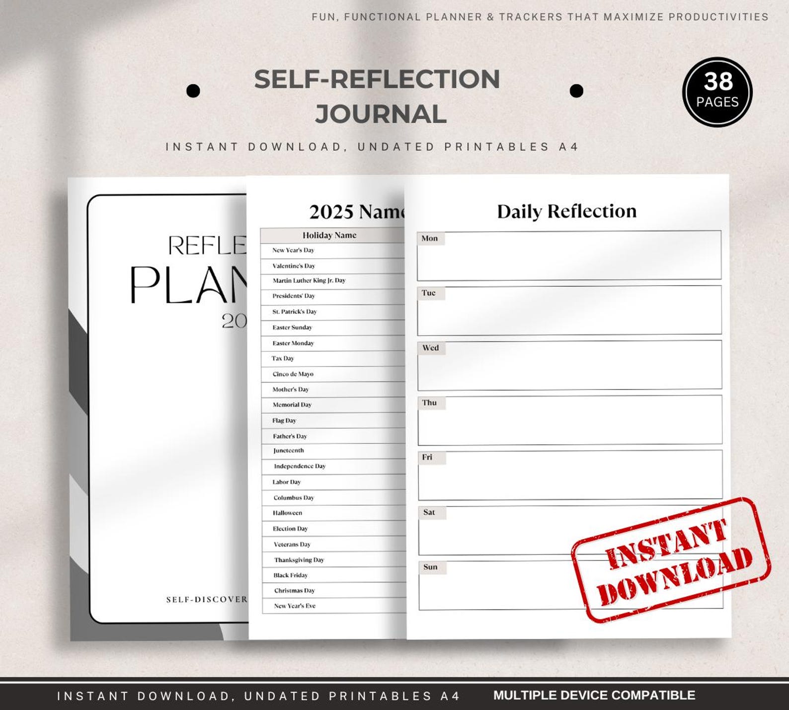 Reflection Planner With Daily Prompts, Self-reflection Journal ...