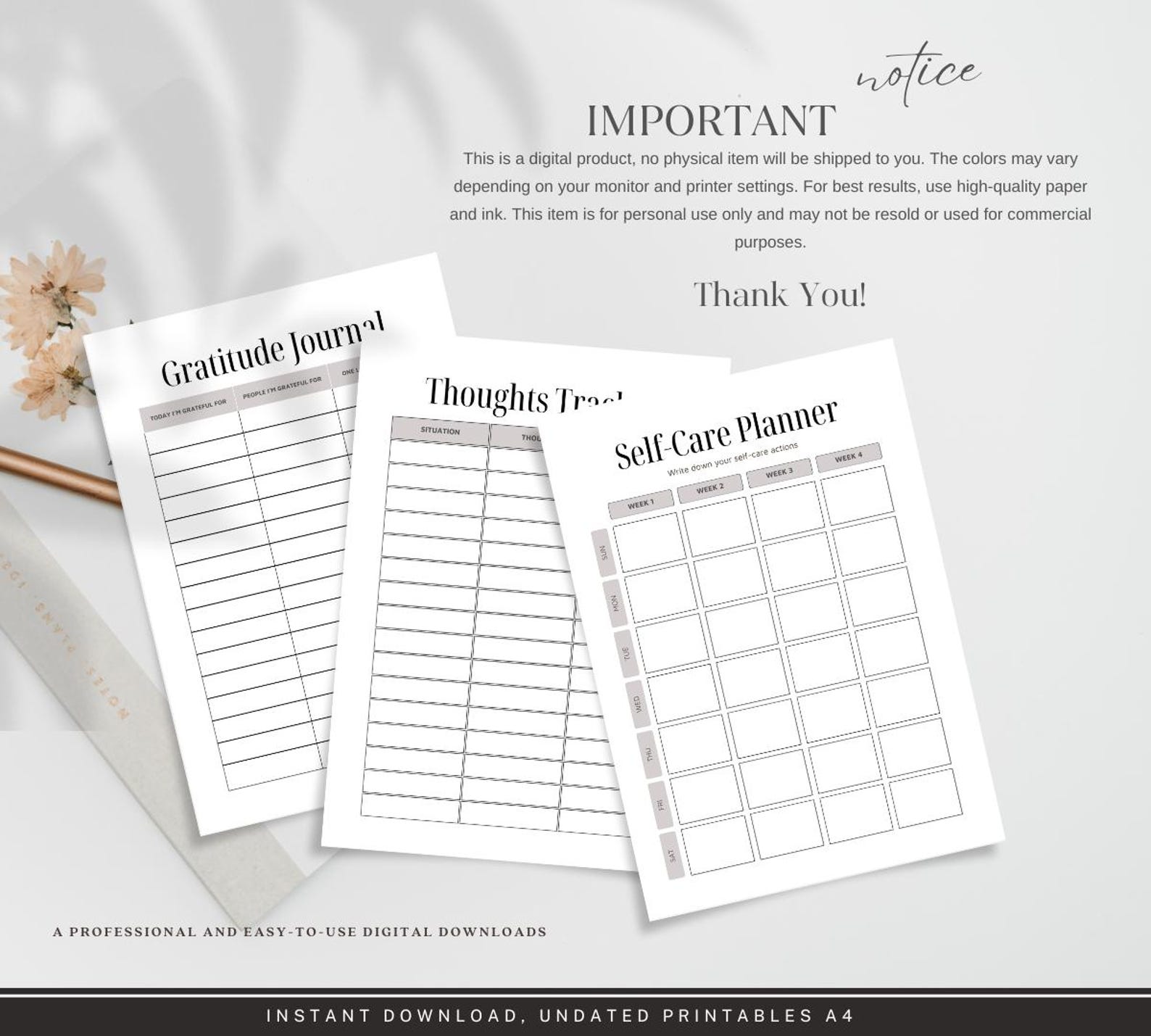 Self Love Planner Journal, Daily Planner Notebook, Self Care Tracker ...