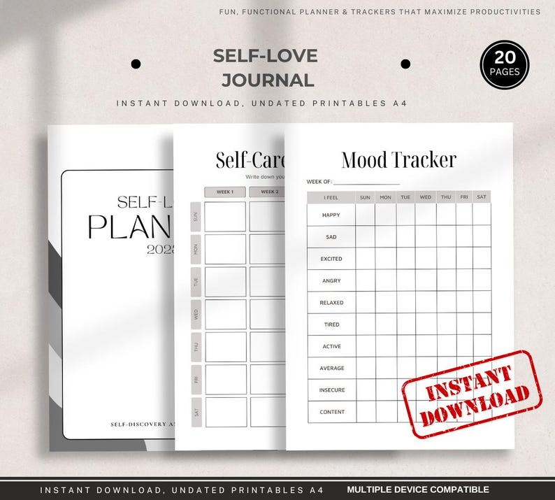 Self Love Planner Journal, Daily Planner Notebook, Self Care Tracker ...