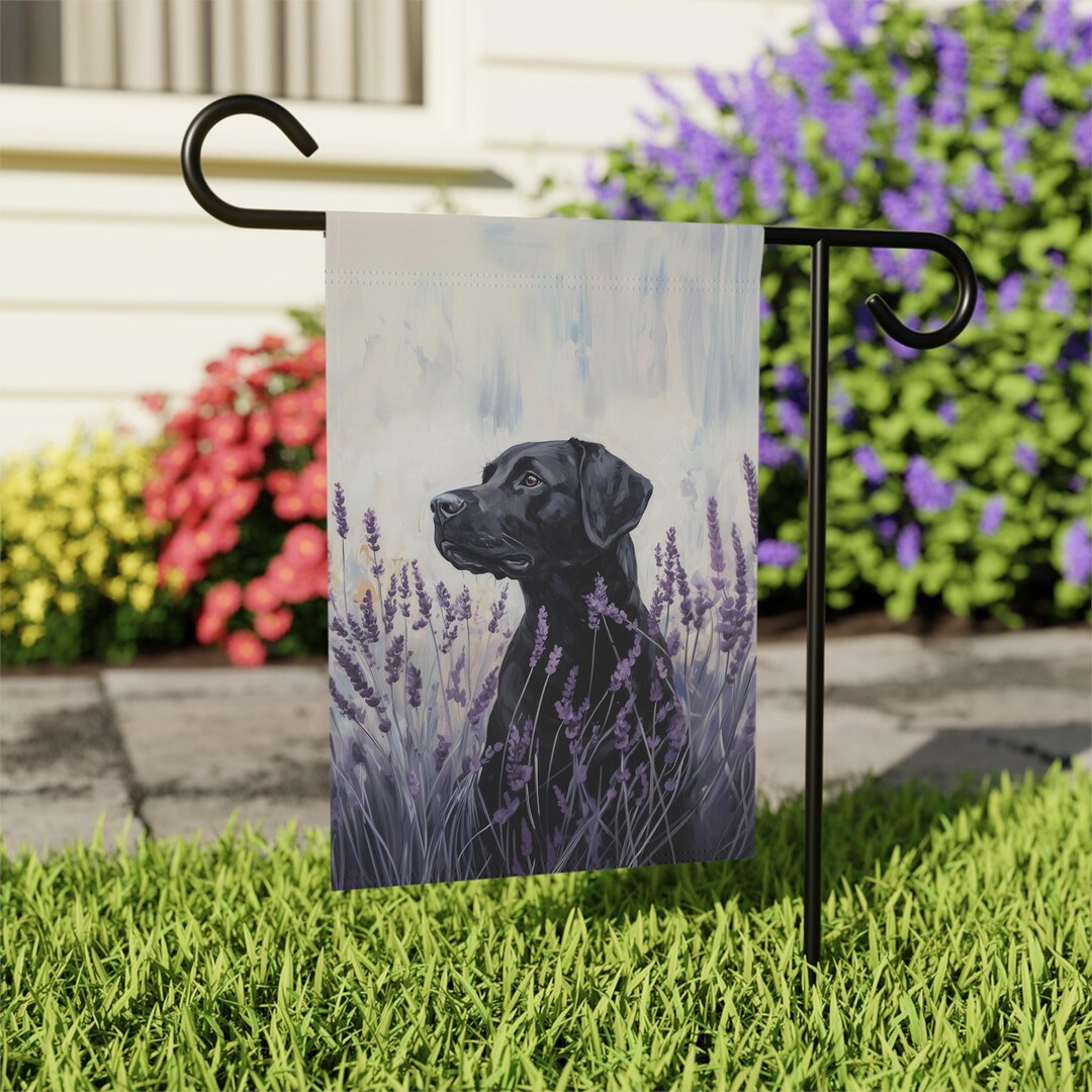 Personalized Black Labrador Lavender Flower Garden Royal Dog Garden ...