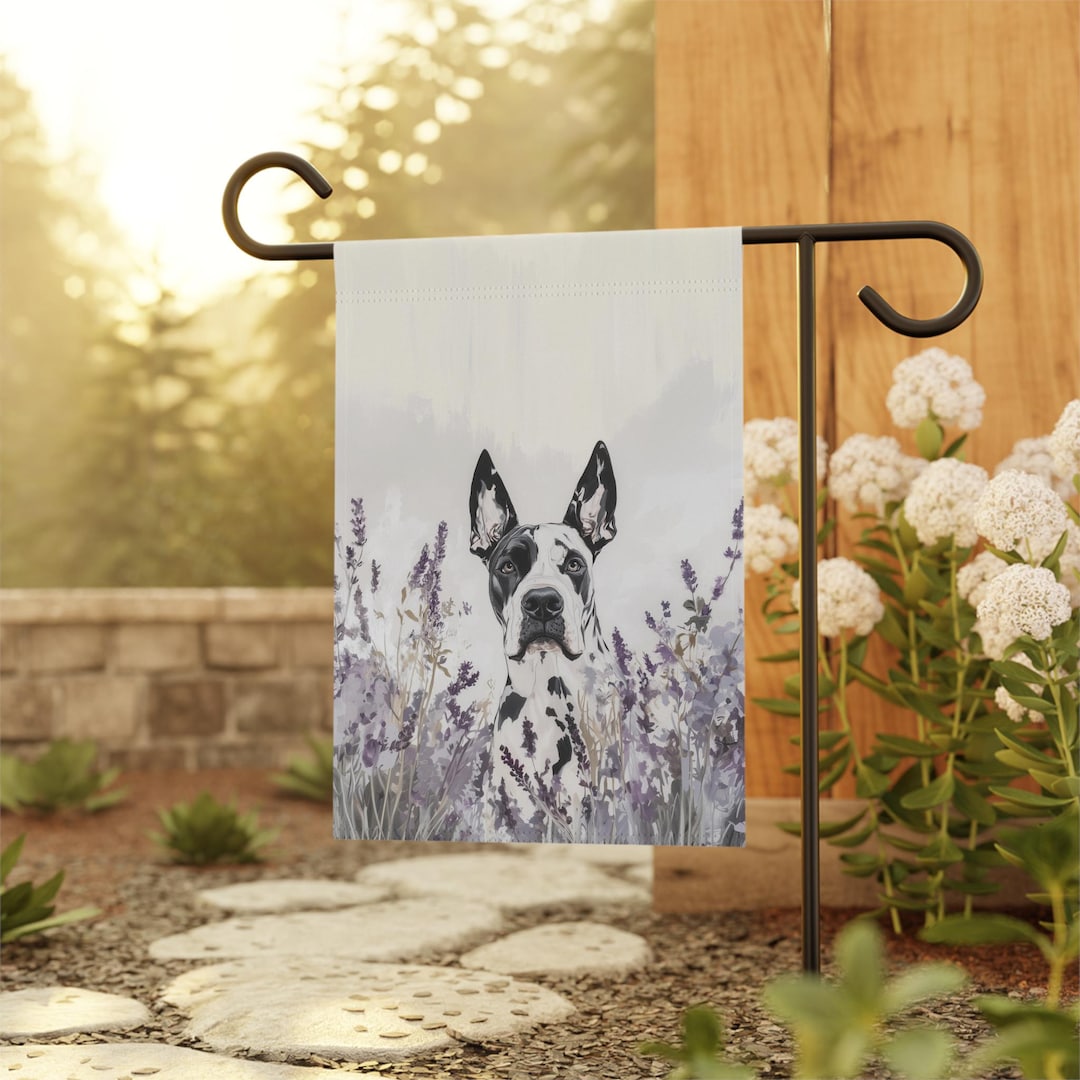 Great Dane Lavender Garden Royal Dog Garden Flag House Banner Painting ...