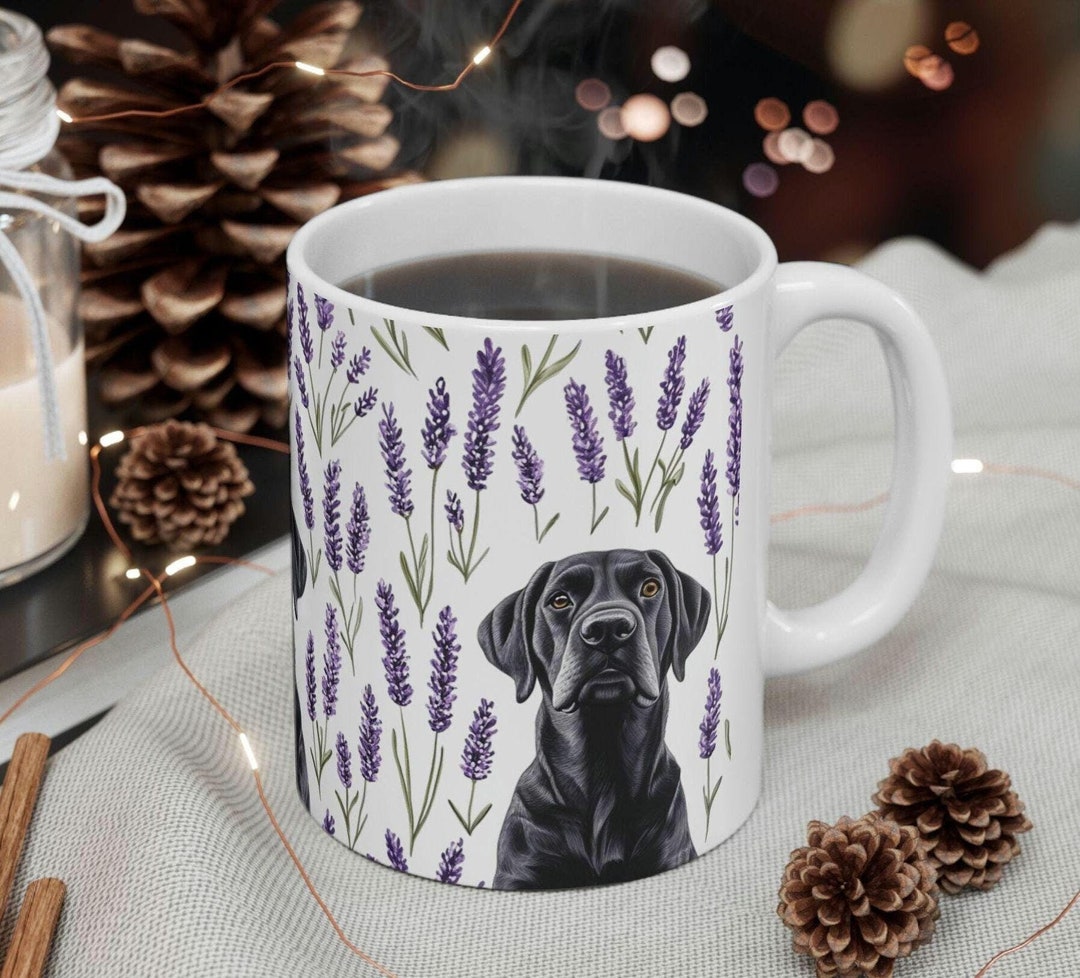 Lavender and Black Labrador Mug Design Ceramic Mug, (11oz, 15oz) Coffee ...