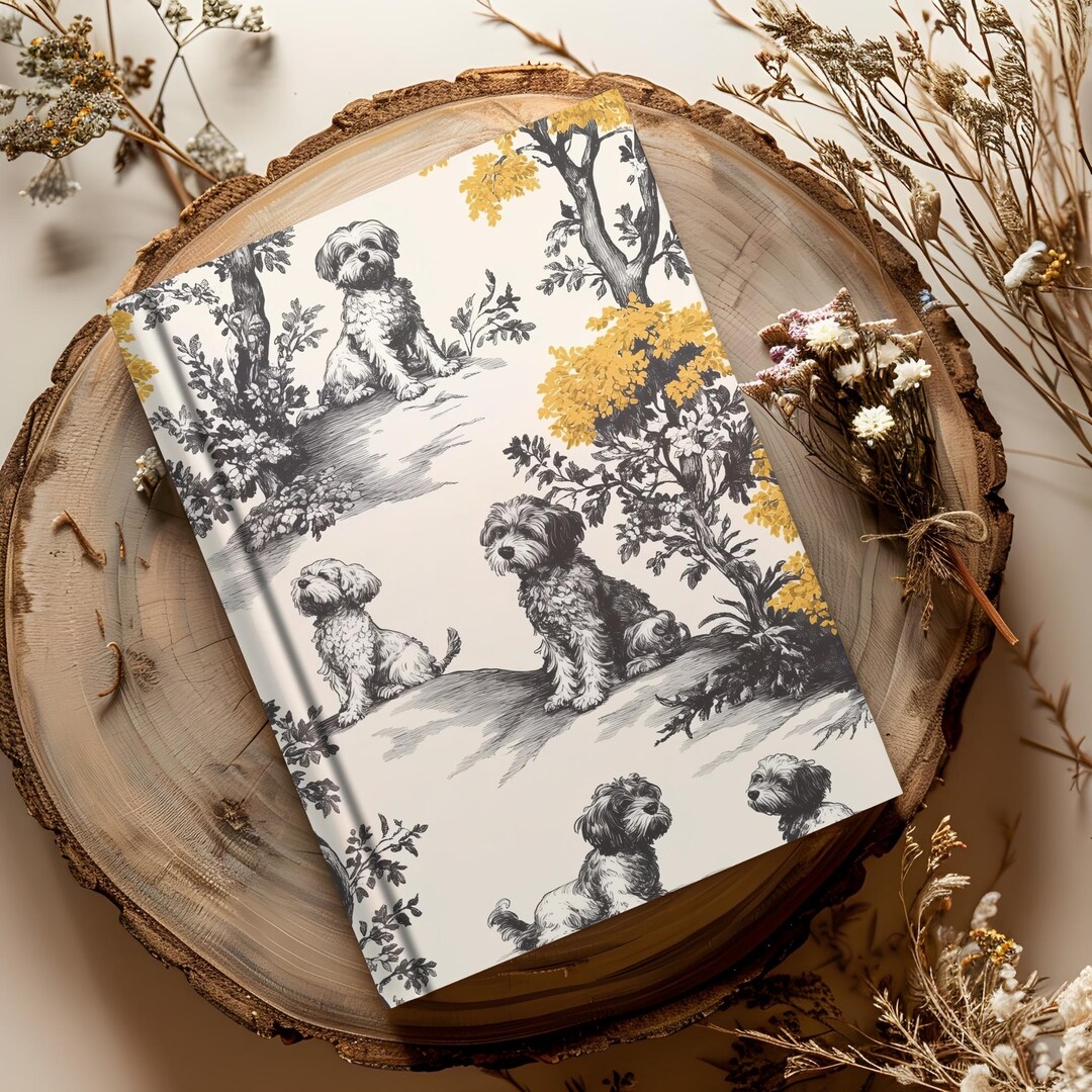 Shih Tzu Elegant Toile De Jouy Style Print Dog Hard Cover Lined Ruled ...