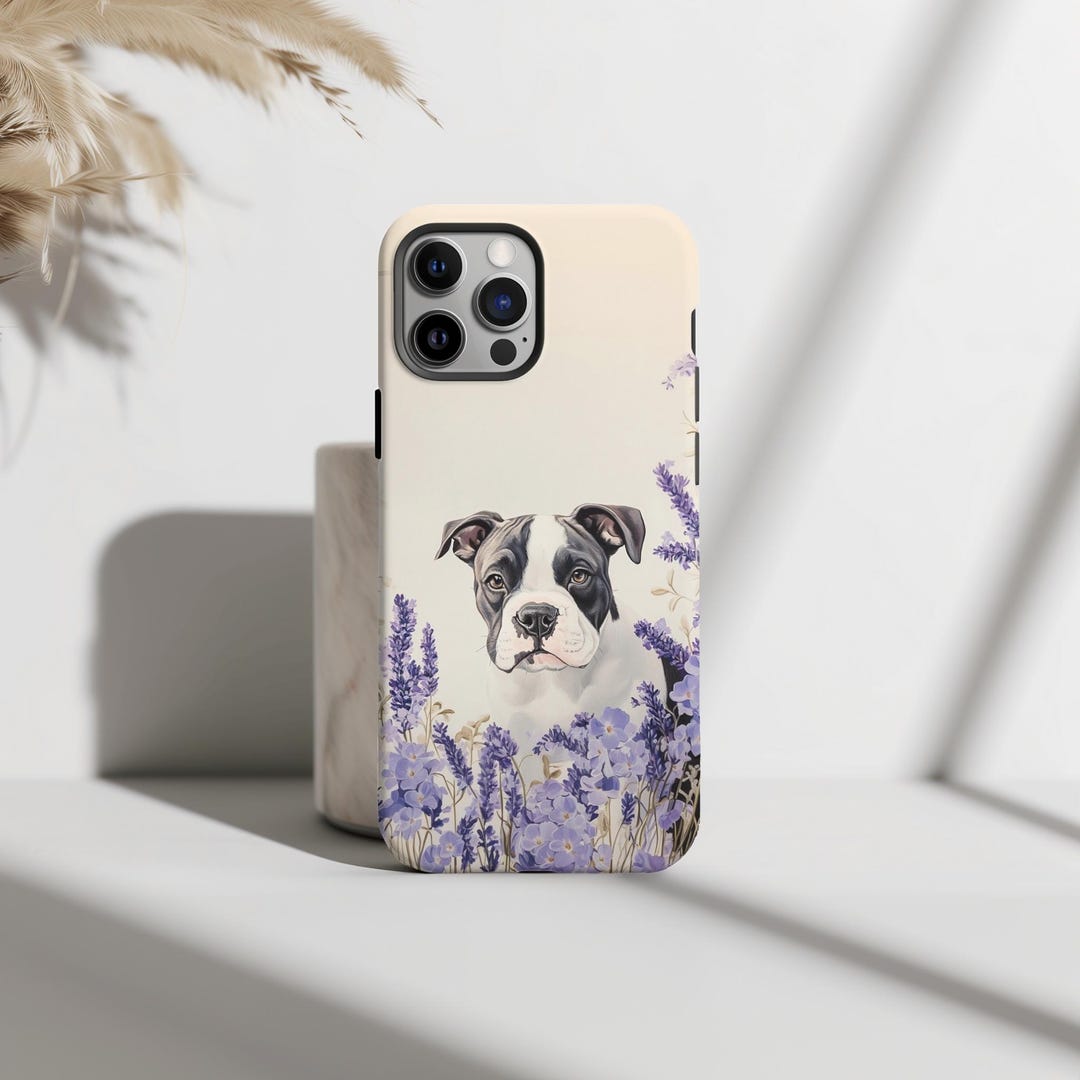 American Bully Bulldog Lavender Floral Phone Tough Phone Case Dog Mom ...