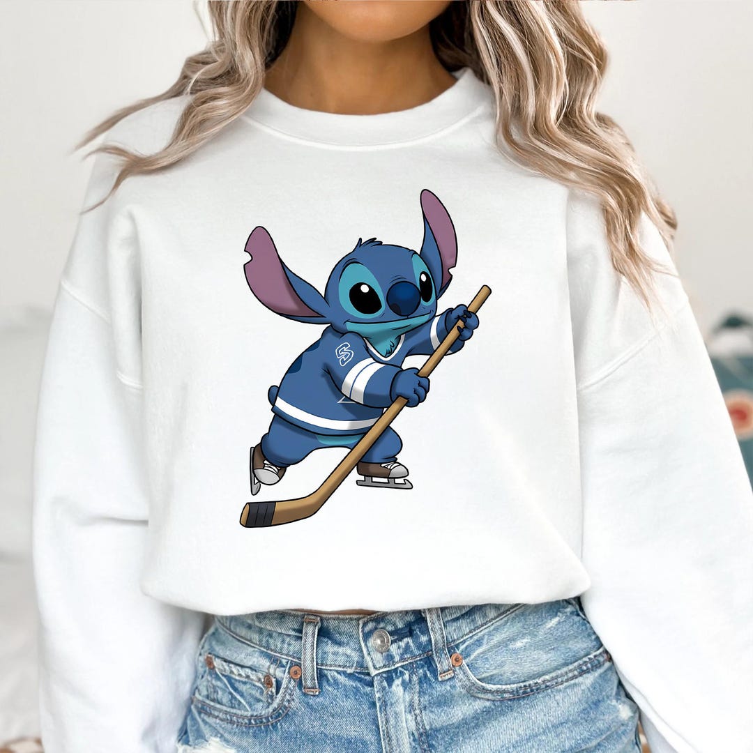 Cute Stitch Playing Ice Hockey, Stitch Hockey Player, Winter Sport ...