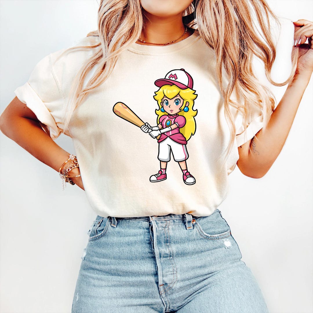 Cute Princess Peach Playing Baseball Png, Cartoon Peach Baseball Player ...