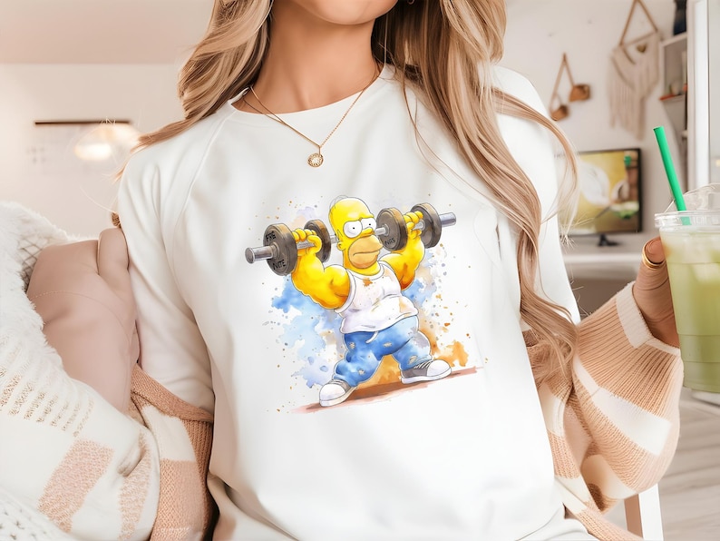 Homer Simpson PNG, Super Strong Homer Working Out, Chibi Style, Gym ...