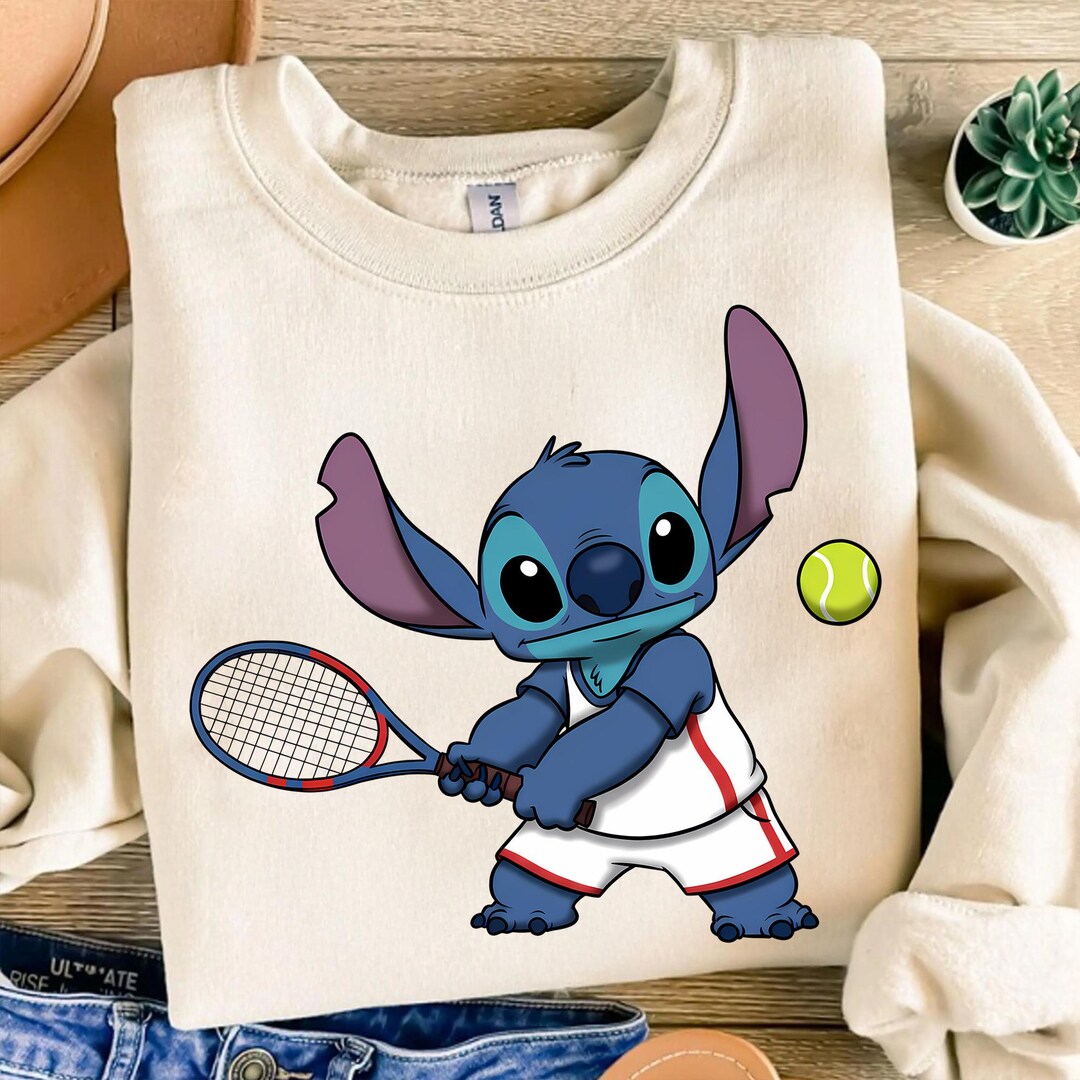 Cute Stitch Playing Tennis, Stitch Tennis Player, Sporty Stitch With ...