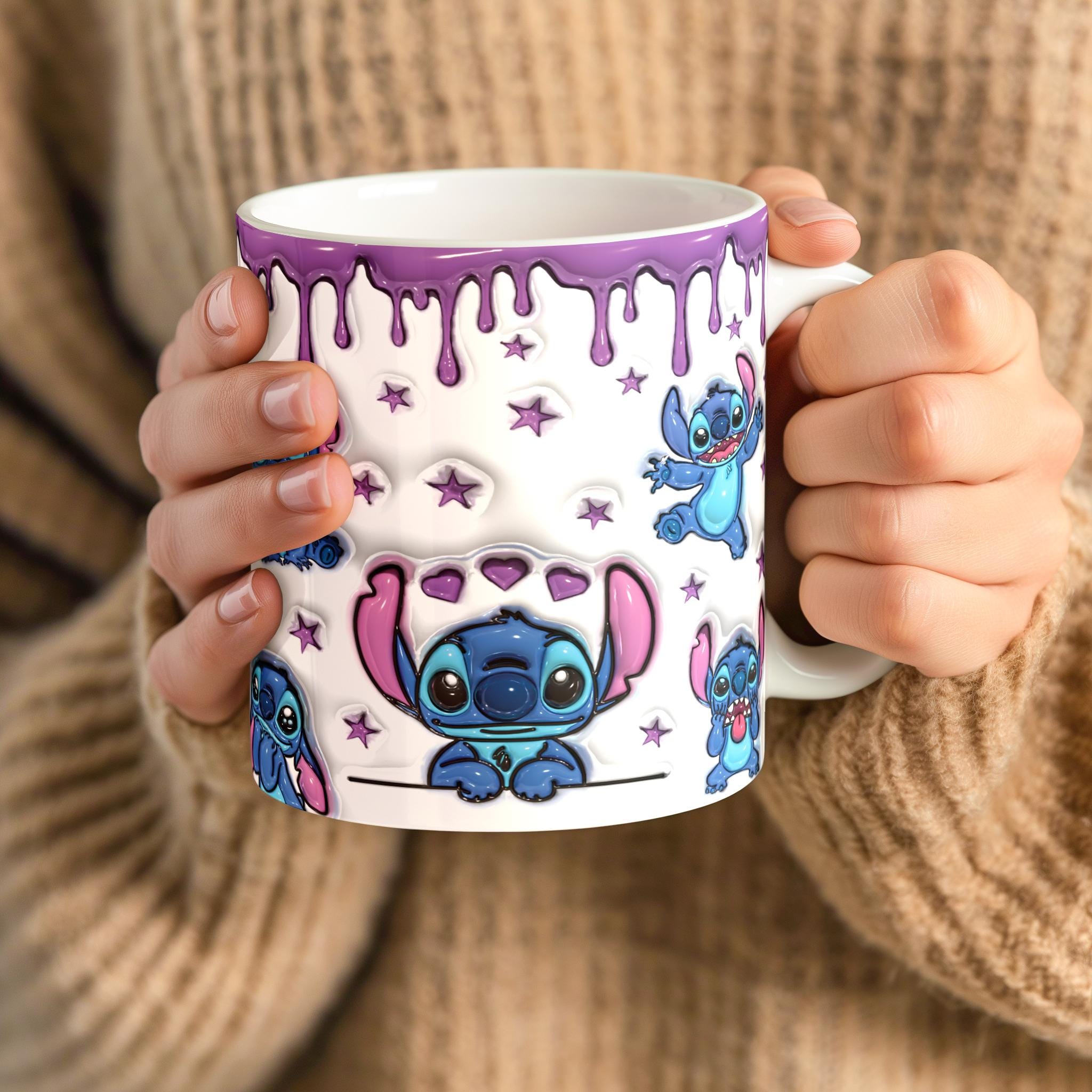 3D Stitch Mug Wrap, Stitch PNG, 11OZ Mug Sublimation Wrap 3D Stitch Mug ...