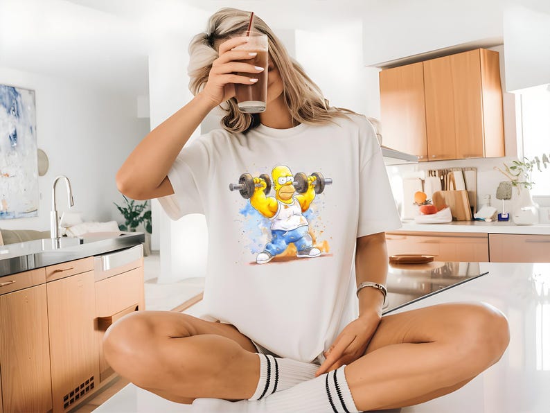 Homer Simpson PNG, Super Strong Homer Working Out, Chibi Style, Gym ...