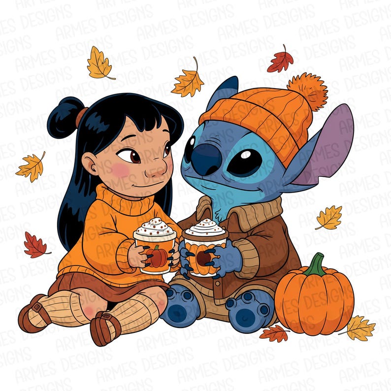 Fall Stitch Png, Autumn Coffee Png, Pumpkin Spice Png, Lilo and Stitch ...