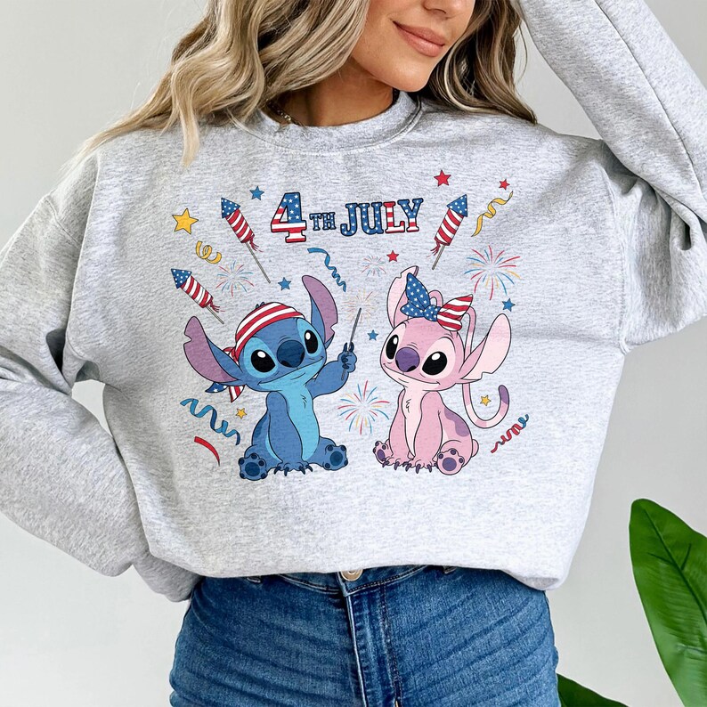 4th of July Stitch Png, Patriotic Stitch Angel Png, Fireworks Stitch ...