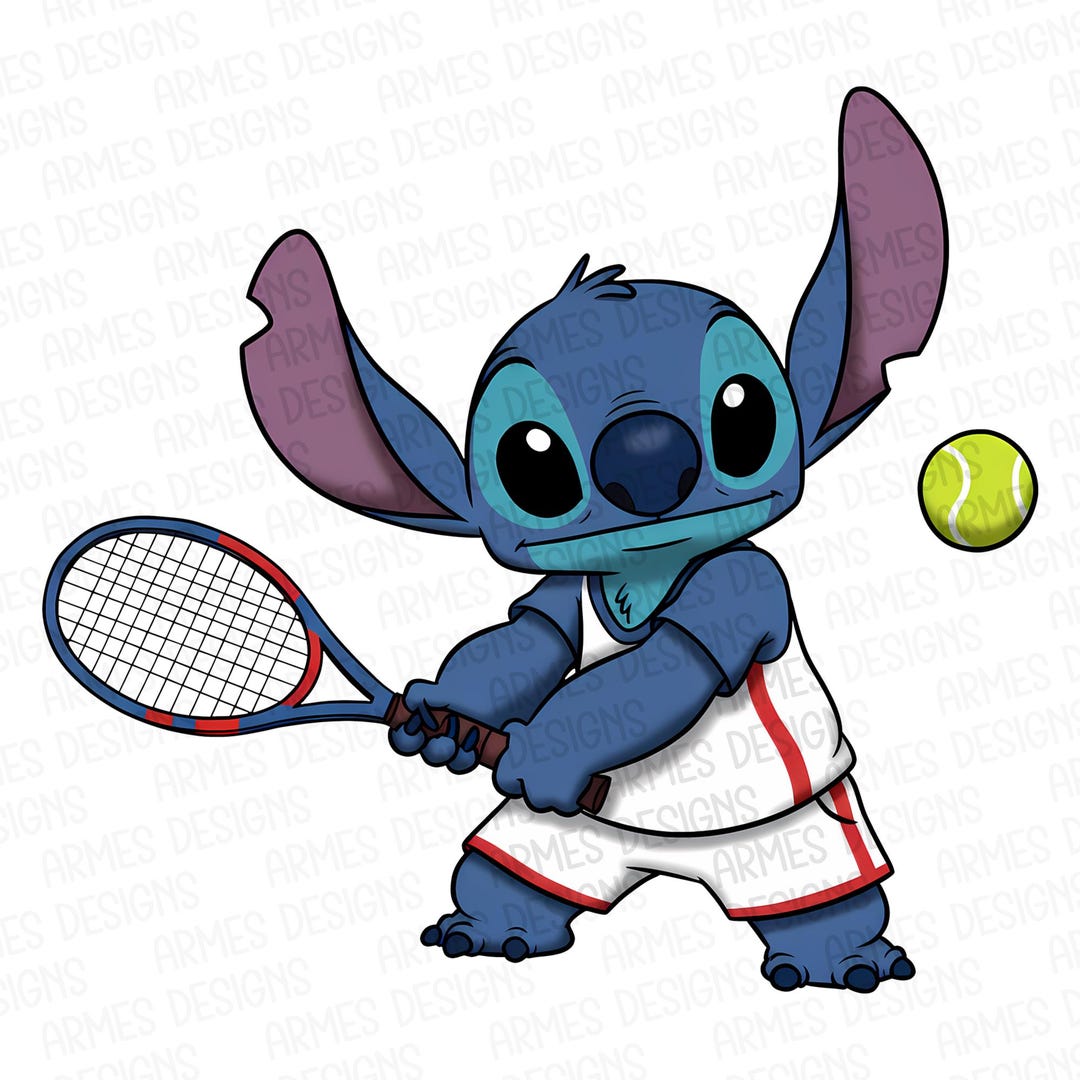 Stitch Tennis Png, Cute Stitch Sports Png, Funny Stitch Playing Racket ...