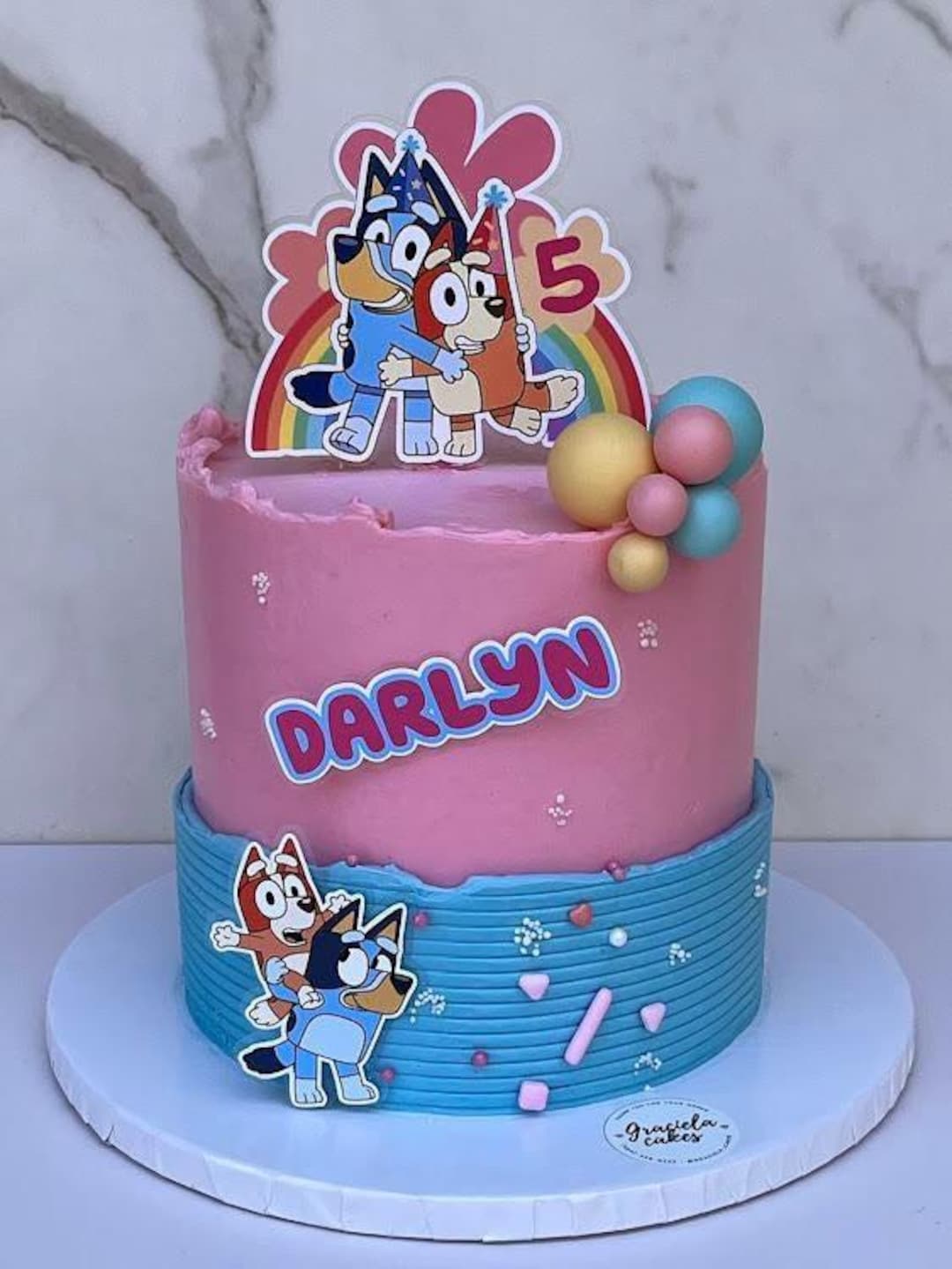 Custom Bluey Cake Topper - Layered 3D Design - Blue Dog - Kids Birthday ...
