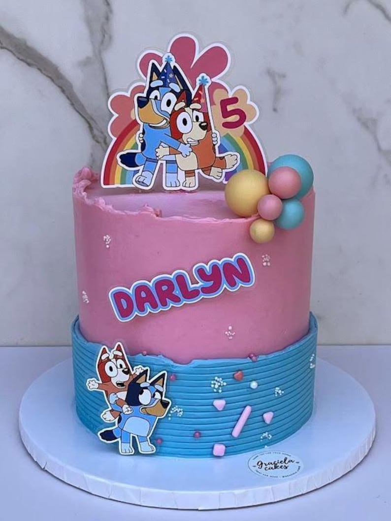 Custom Bluey Cake Topper - Layered 3D Design - Blue Dog - Kids Birthday ...