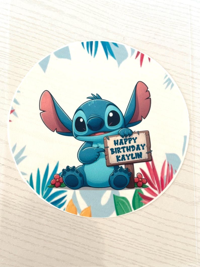 Stitch Edible Cake Topper - Tropical Birthday Sugar Sheet - Etsy