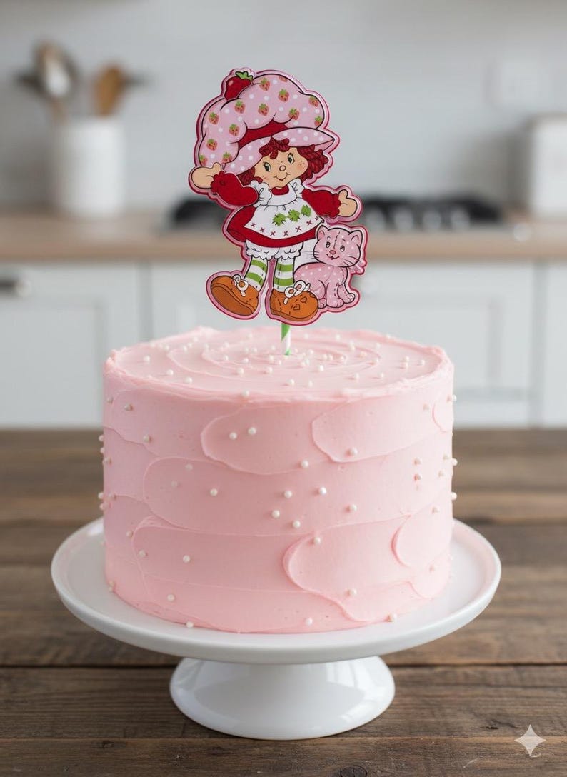 Strawberry Shortcake–inspired Cake Topper – Layered 3D Design – Custom ...