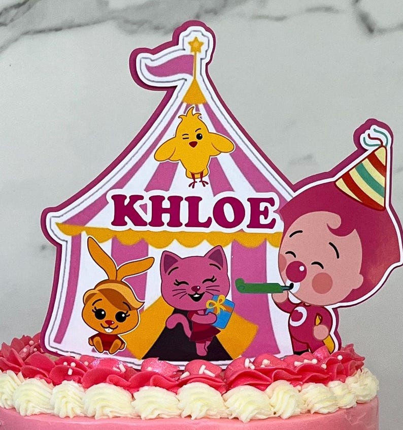 Plim Plim Cake Topper - Layered 3D Design - Circus Birthday Decoration ...