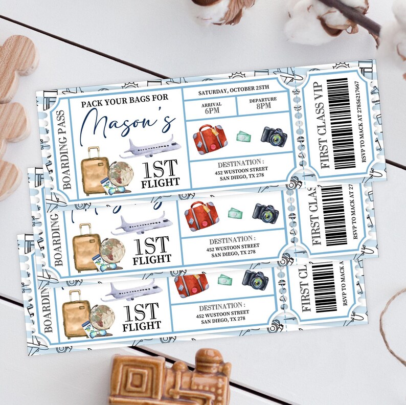Editable Boarding Pass Ticket Invitation, Airplane Birthday Party ...