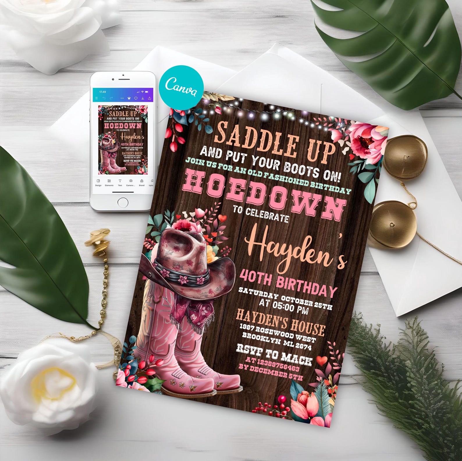 Western Hoedown Birthday Party Invitation, Saddle up and Put Your Boots ...