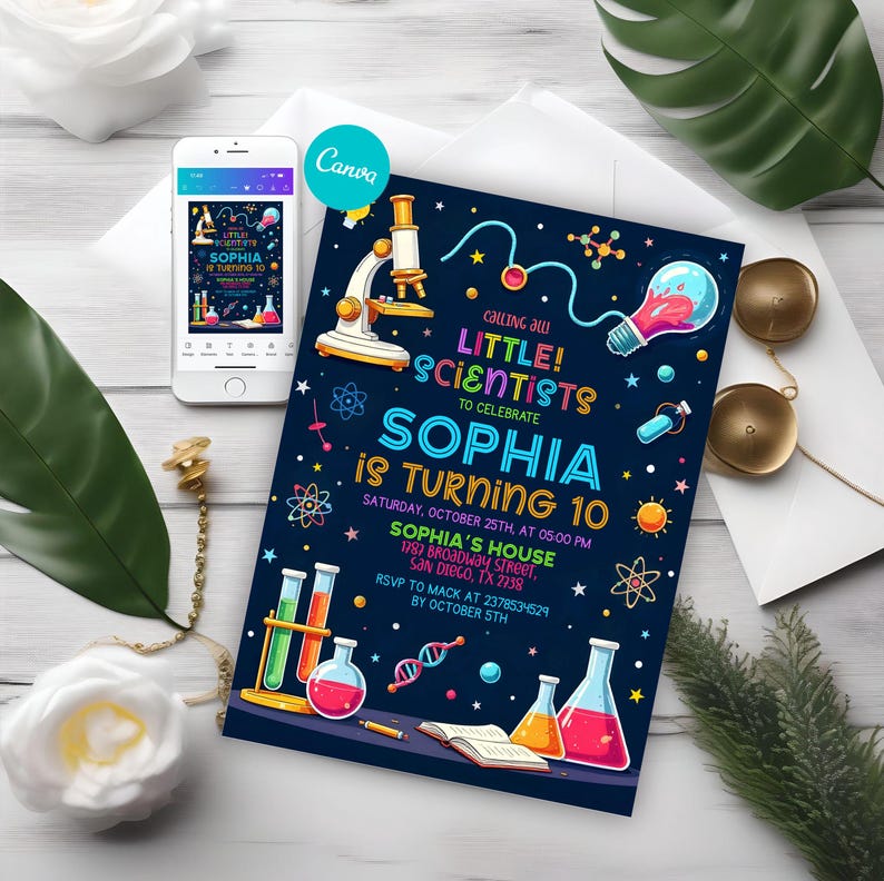 Editable Mad Science Experiment Birthday Invitation, Science Experiment ...