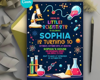 Editable Mad Science Experiment Birthday Invitation, Science Experiment ...