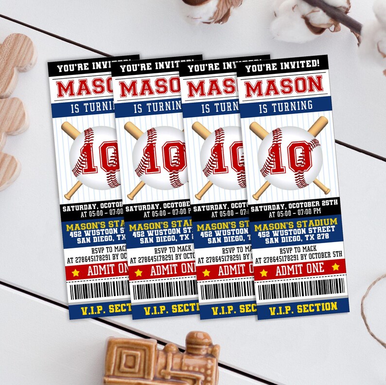 Digital Baseball Ticket Invitation, Baseball Birthday Party Invitation ...