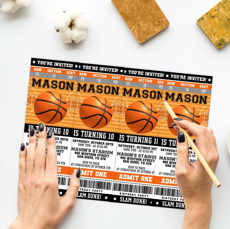 Basketball Birthday Party Invitation, Sports Ticket Invitation, Any Age ...