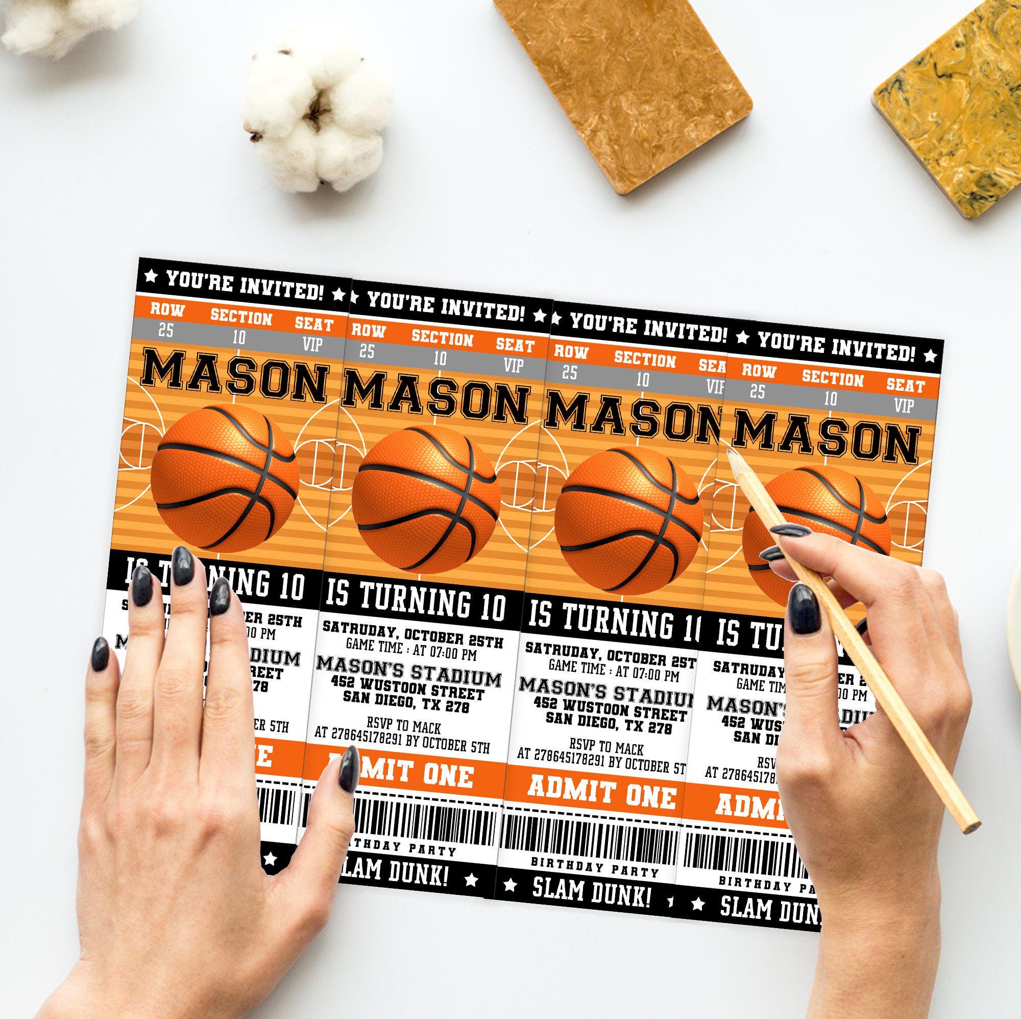 Basketball Birthday Party Invitation, Sports Ticket Invitation, Any Age ...