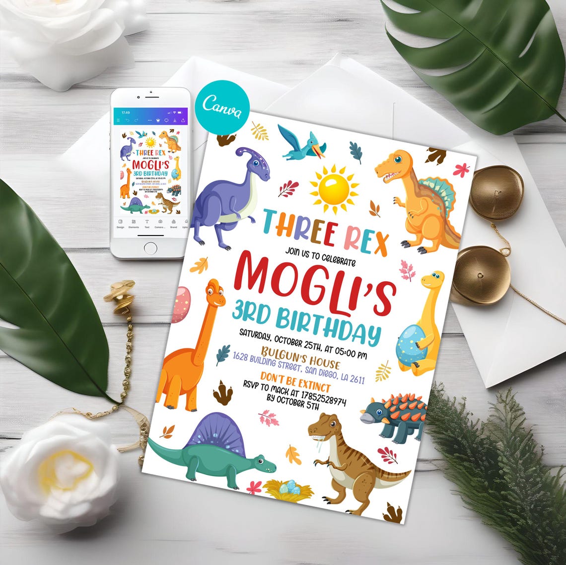 Editable Dinosaur Birthday Invitation, Pastel Dinosaur Birthday Party ...