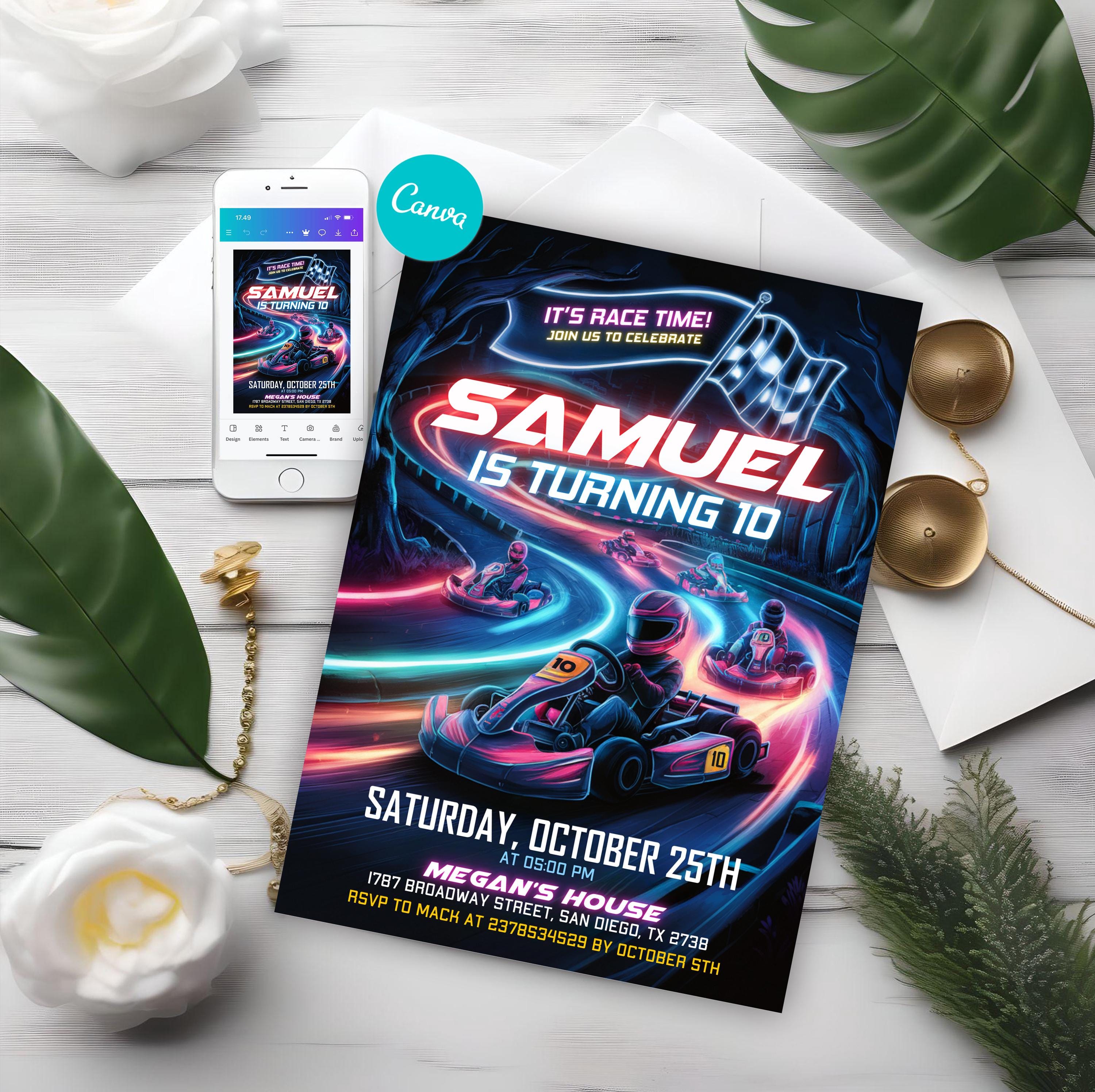 Editable Go Kart Invitation, Go Kart Birthday Party Invitation, Racing ...