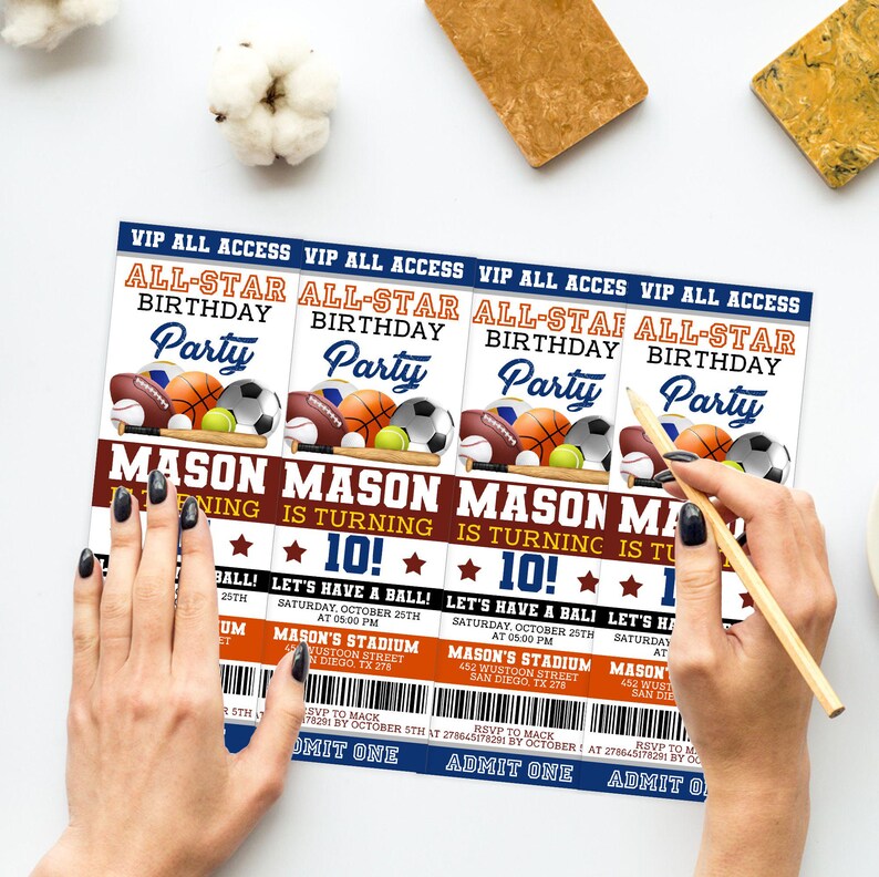Editable All Star Sport Ticket Invitation, Football Invitation ...