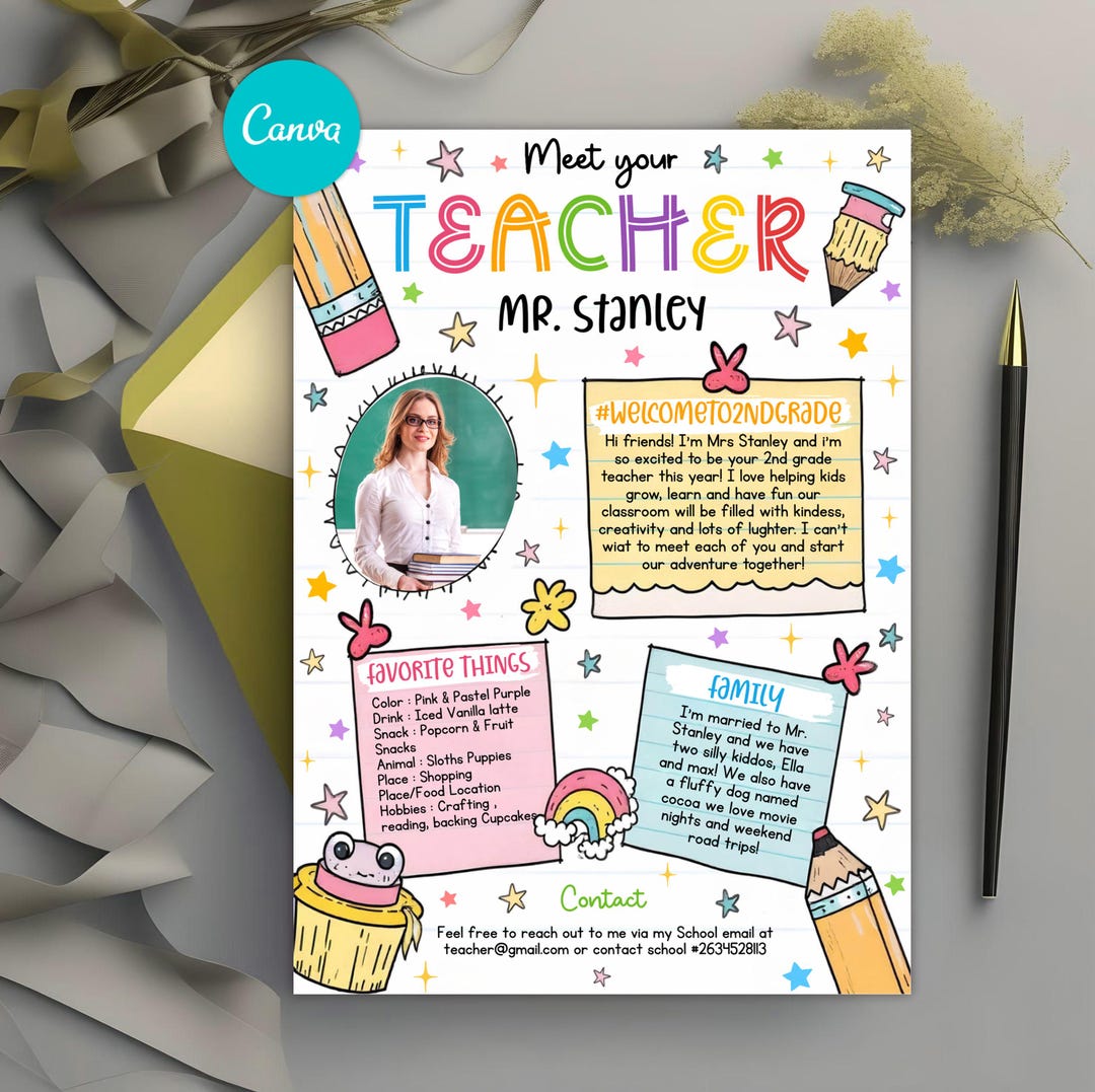 Meet the Teacher Template, Get to Know Teacher Kindergarten Flyer All ...