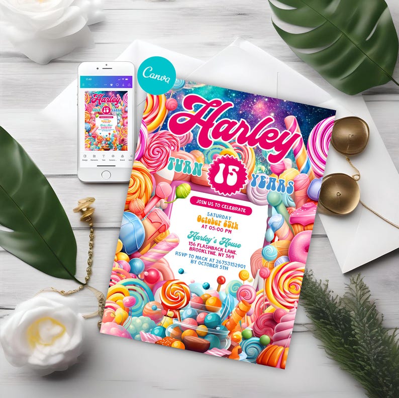 Editable Candyland Invitation, Candy Land Birthday Invitation, Candies ...