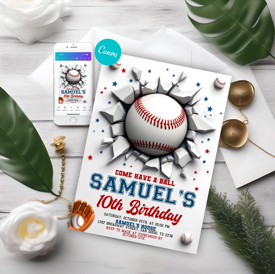 Editable Baseball Birthday Invitation, Sports Party Birthday Invite ...