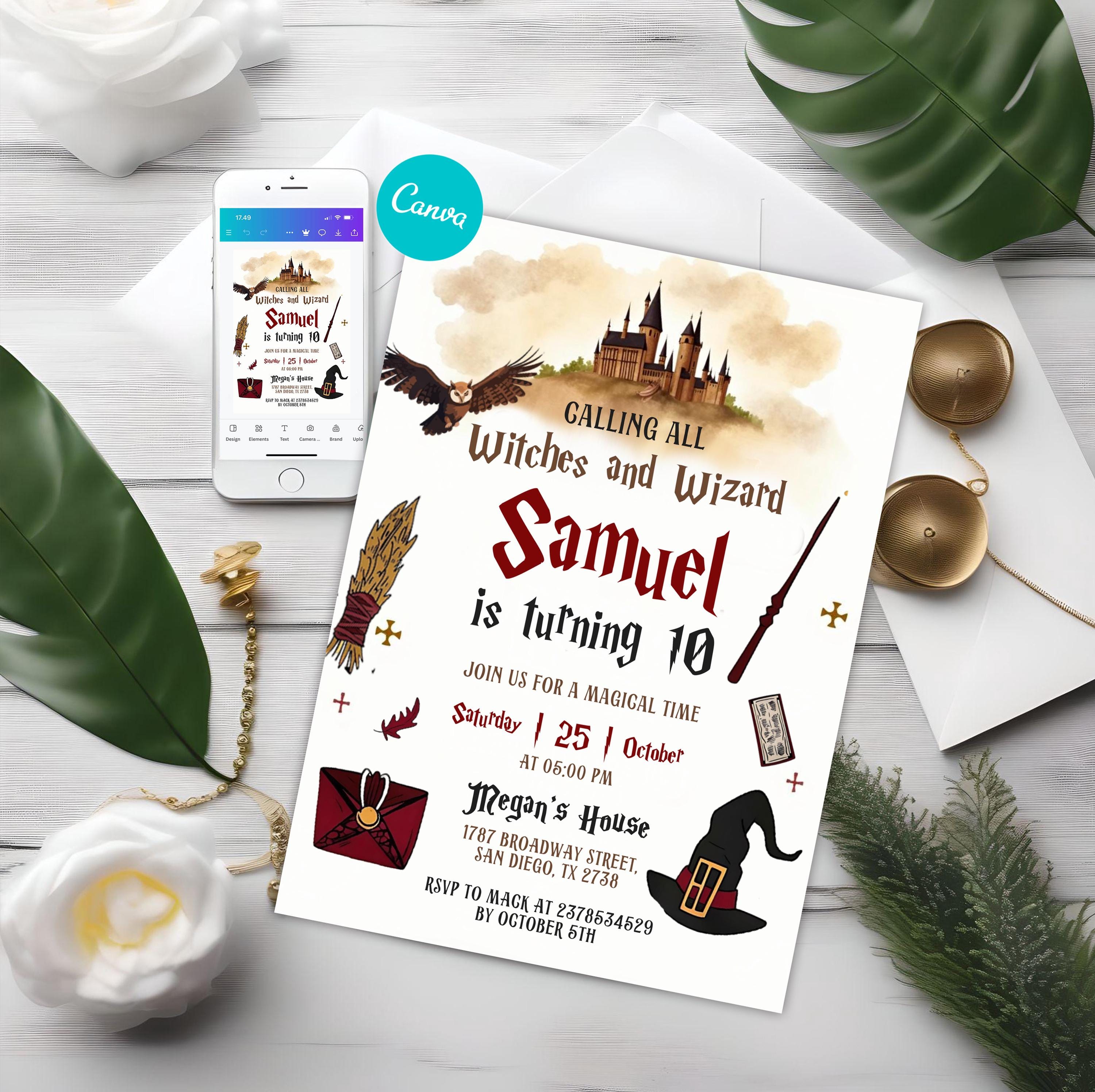 Wizards Witches Birthday Invitation, Magical Birthday Invitation ...