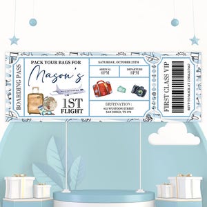 Editable Boarding Pass Ticket Invitation, Airplane Birthday Party ...