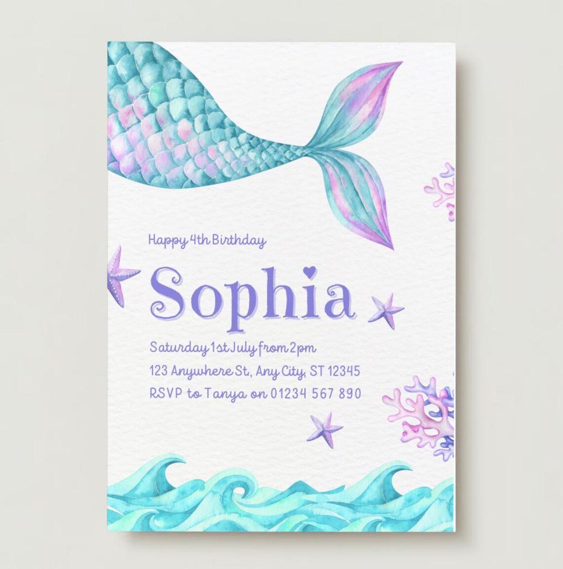 Mermaid Theme Birthday Party Invitation - Etsy