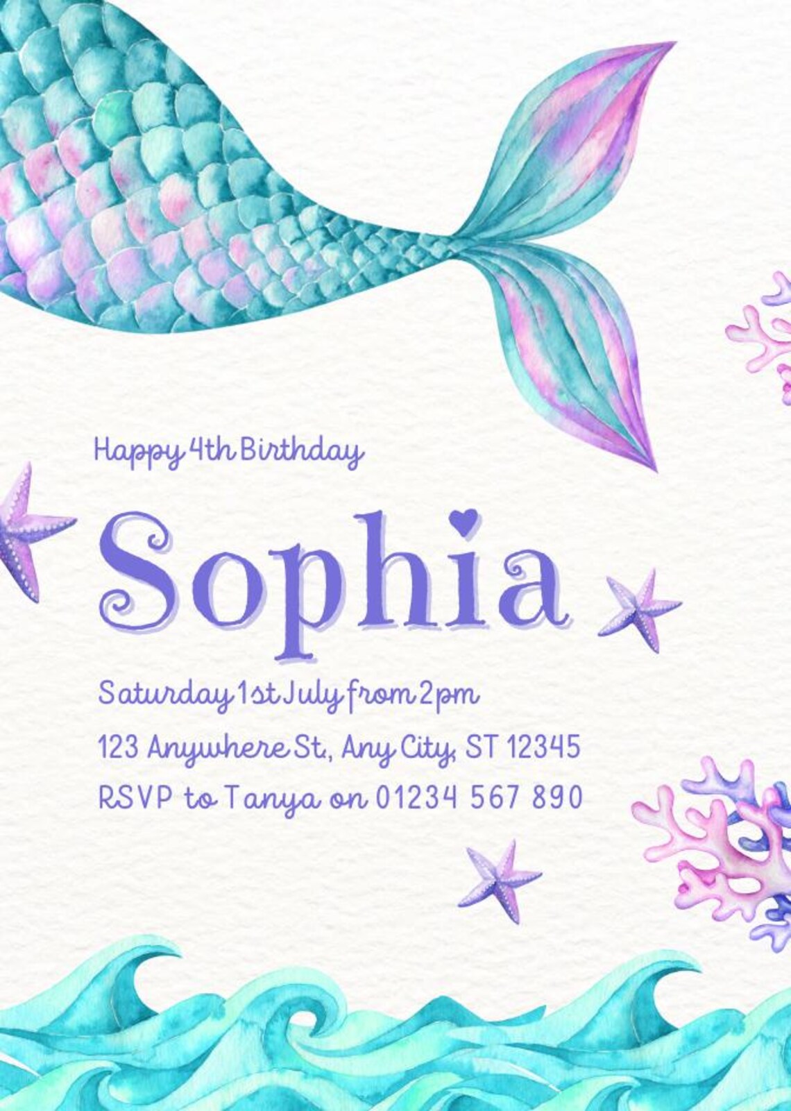 Mermaid Theme Birthday Party Invitation - Etsy